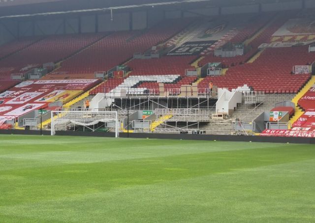 (Photo) Podium & extra stairs appear on the Kop ahead of Premier League ...