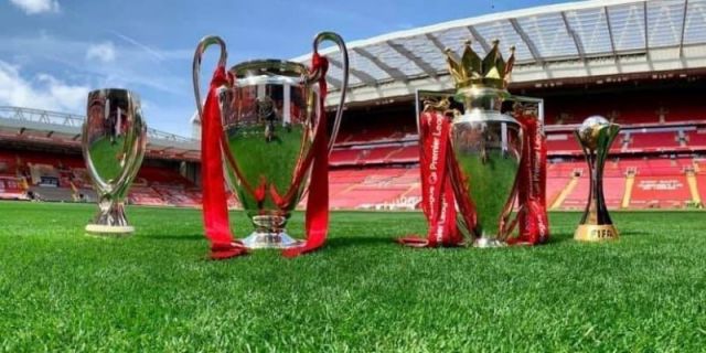 (Video) LFC share glorious clip of PL, UCL, Super Cup & CWC trophies ...