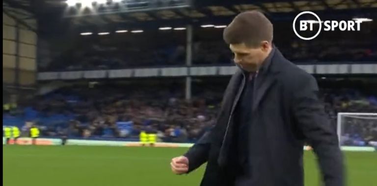 (Video) Gerrard's cool three words to the cameras at Goodison