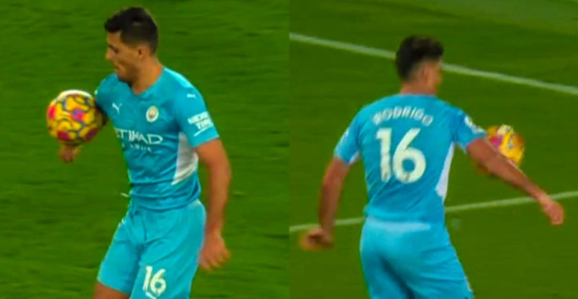 Man City inexplicably avoid a pen after Rodri handball
