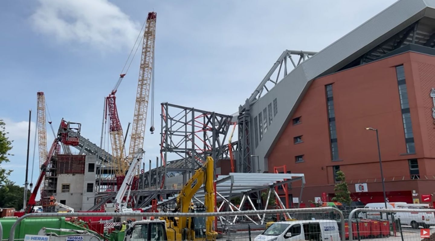 Liverpool's Anfield Road End redevelopment takes 300-tonne leap forward