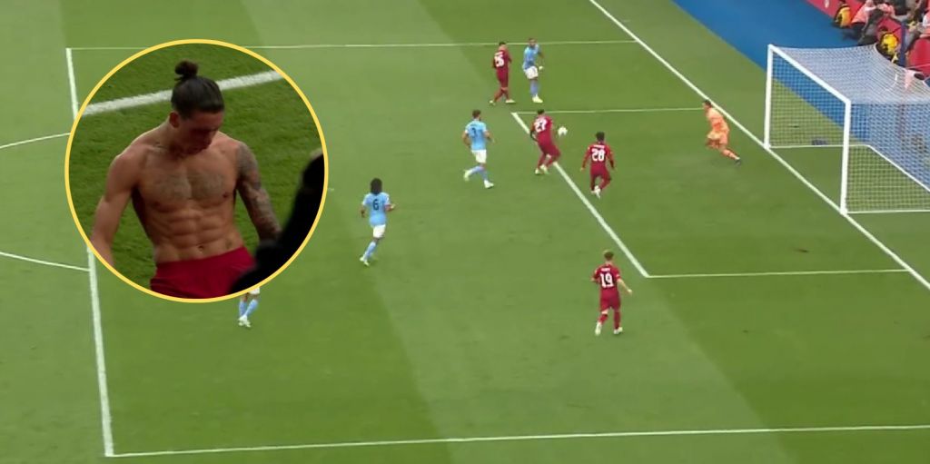 (Video) Nunez sinks City with debut goal and shows off ridiculous physique
