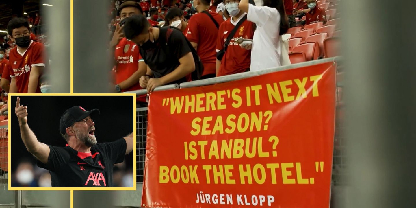 (Video) Singapore Liverpool fans' stunning Klopp banner before Palace win