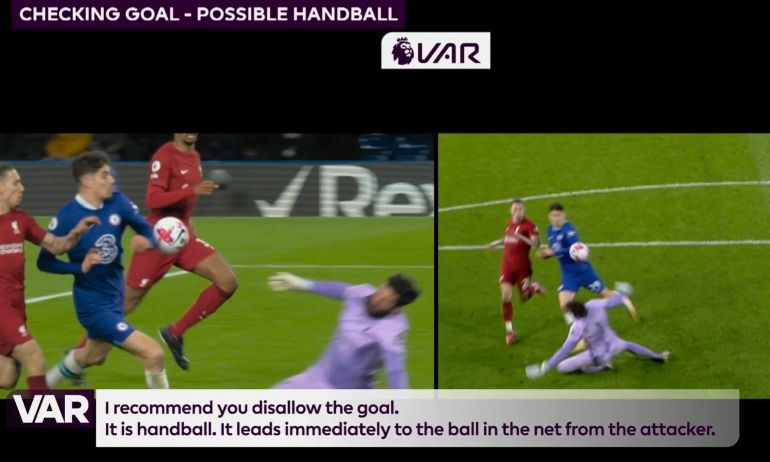(Video) Sky Sports share VAR audio from Havertz handball v Liverpool