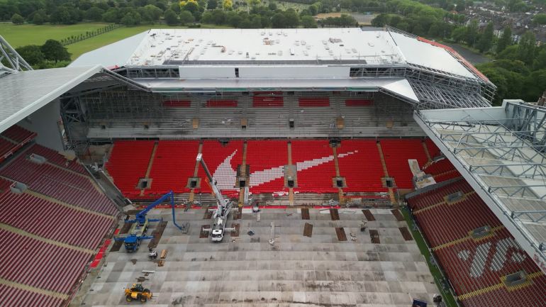 (Video) New drone footage shows visible progress of Anfield expansion