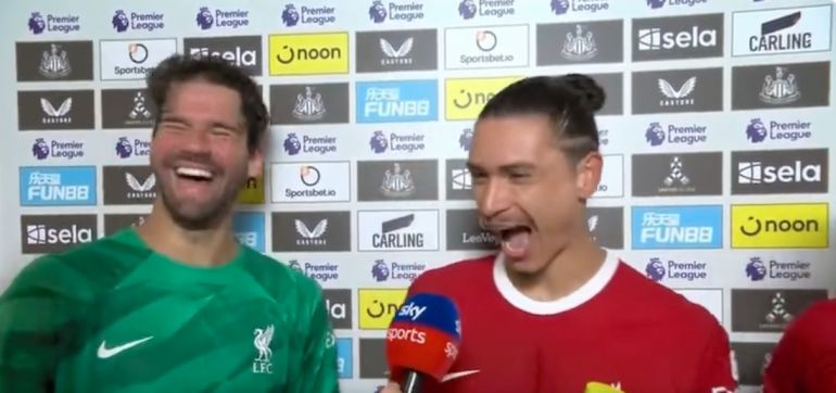 Alisson left in stitches as Nunez shows off his English during live ...
