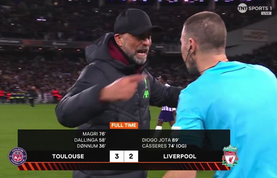 Furious Klopp spotted animated chat with officials after VAR controversy