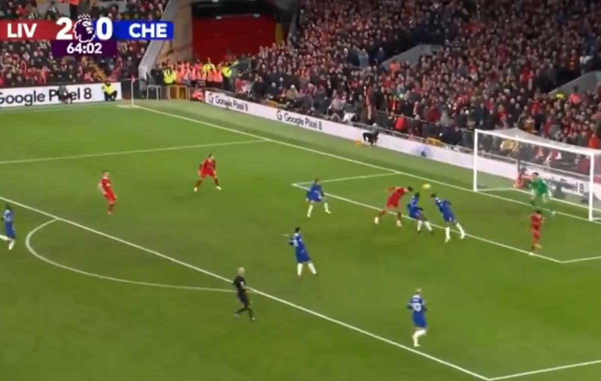 (Video) Szoboszlai's sweet header extends Liverpool's lead v Chelsea