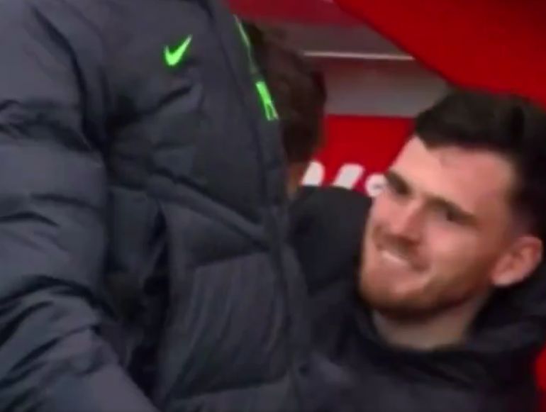 (Video) Watch first thing Robertson did on LFC bench after Nunez goal