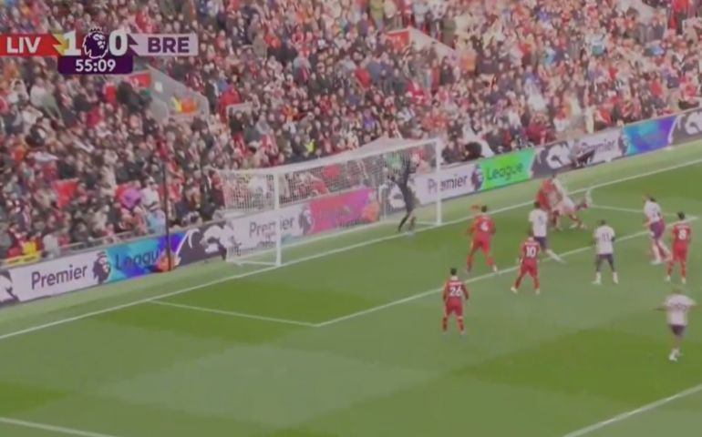 (Video) Alisson makes stunning save to keep Liverpool ahead v Brentford