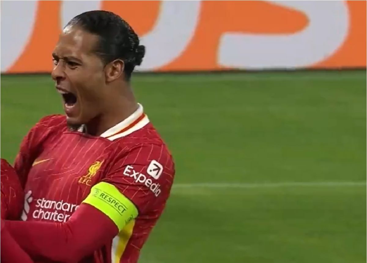 (Video) Van Dijk's passionate reaction to Gravenberch block v Leipzig
