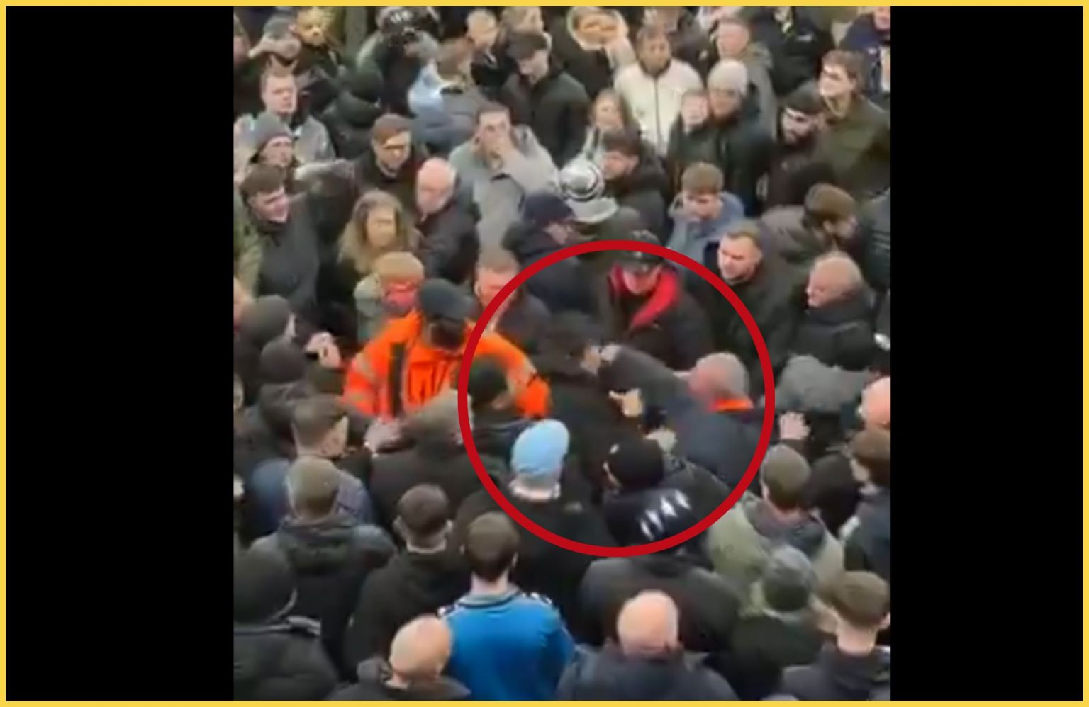 Man City fans throw punches at Liverpool supporter in Etihad home end