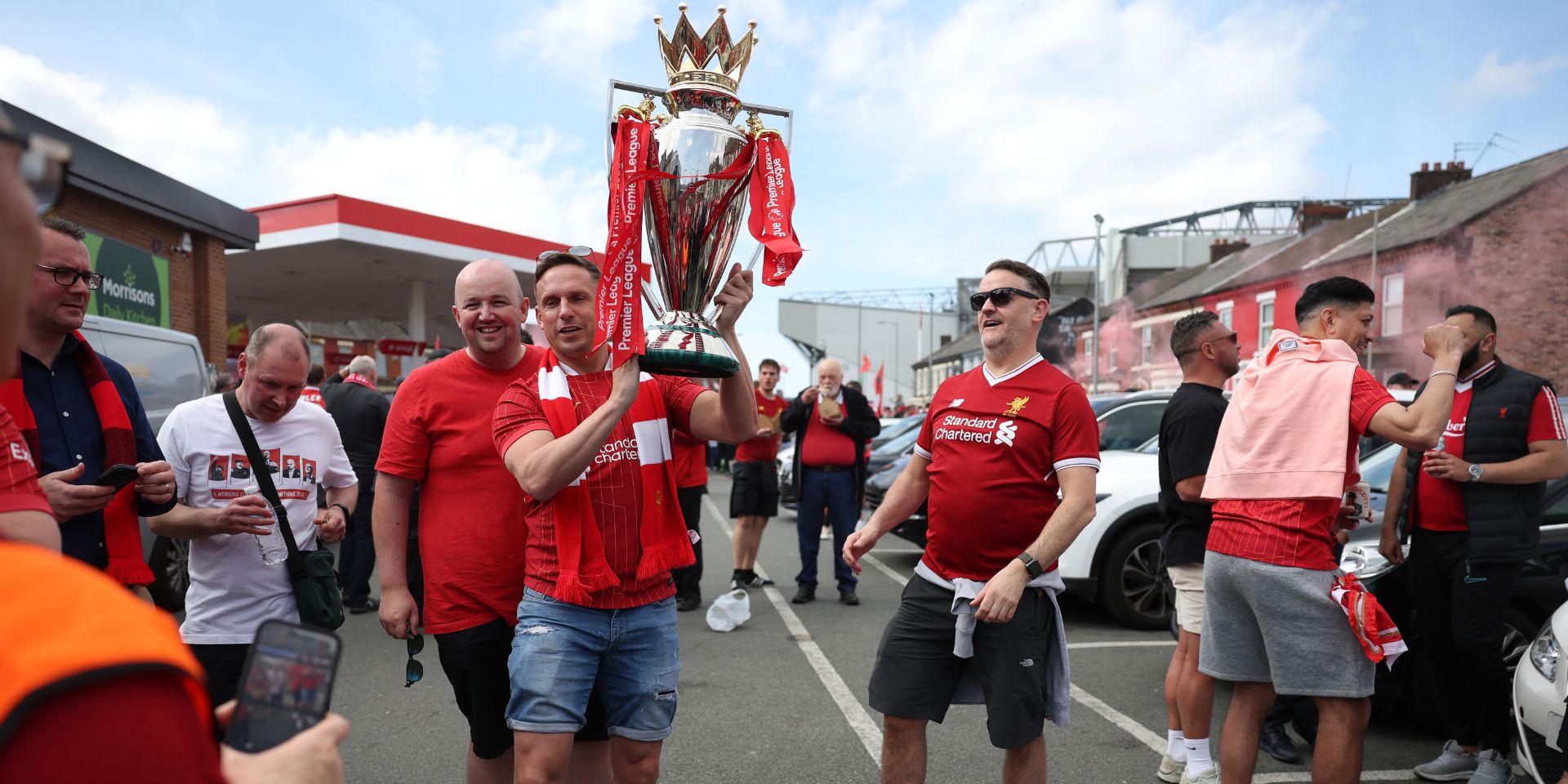 Liverpool fans hold their own Premier League trophy parade