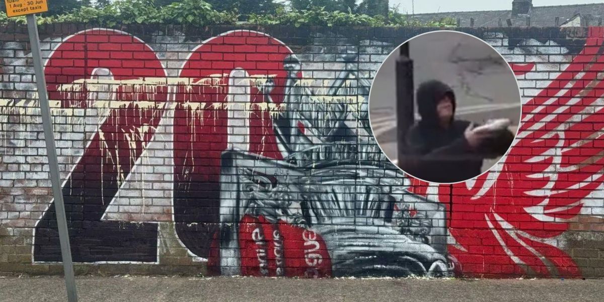 Anfield vandal caught on camera as 20 times mural defaced