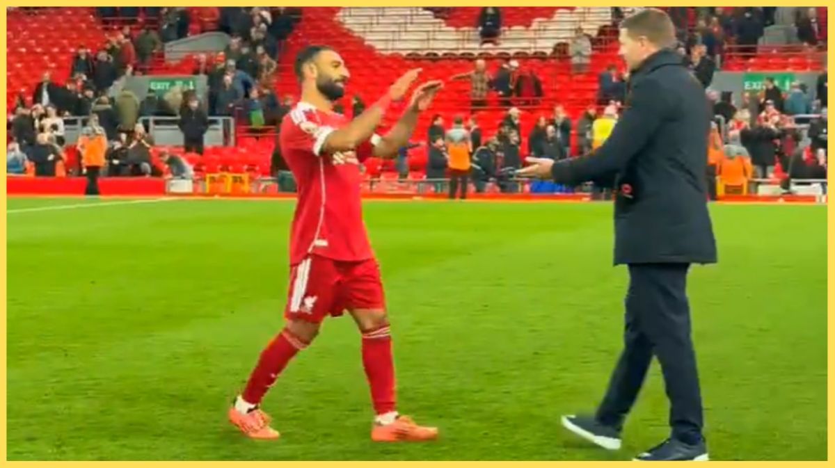 (Video) Gerrard hugs Salah after Egyptian's 250th Liverpool goal